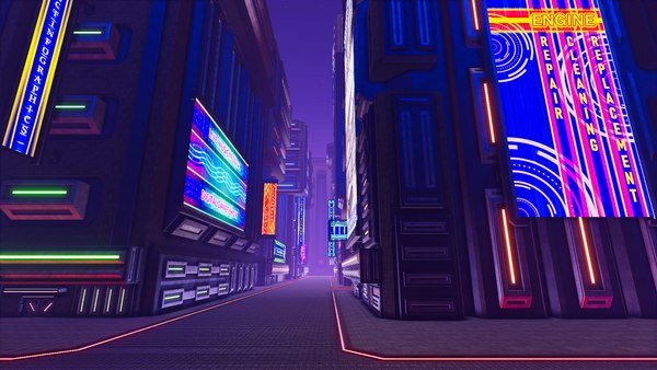 Sci-fi neon city buildings 3D model - TurboSquid 1637022