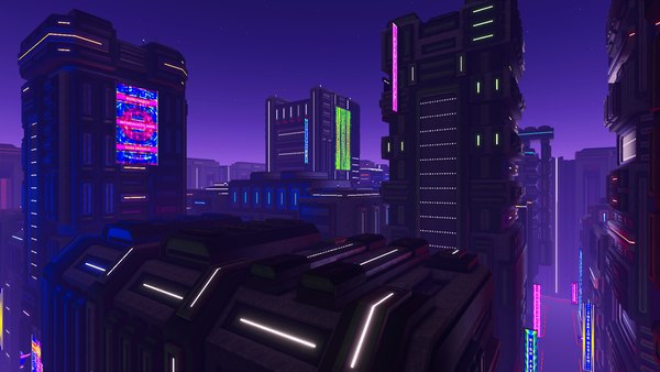 Sci-fi neon city buildings 3D model - TurboSquid 1637022