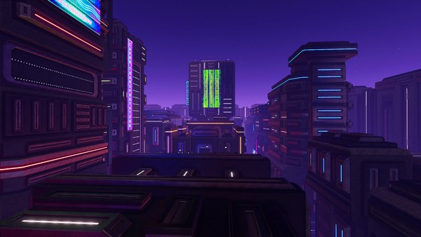 Sci-fi neon city buildings 3D model - TurboSquid 1637022