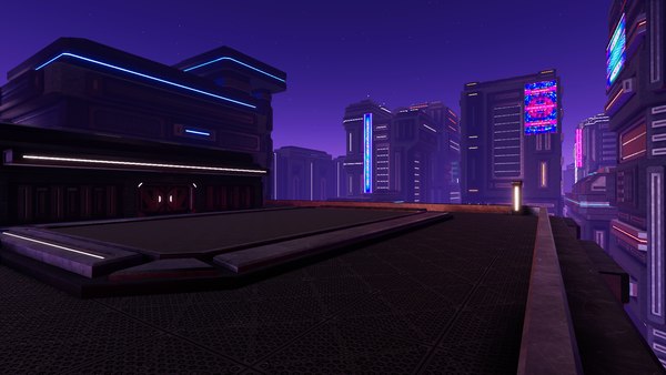 Sci-fi neon city buildings 3D model - TurboSquid 1637022
