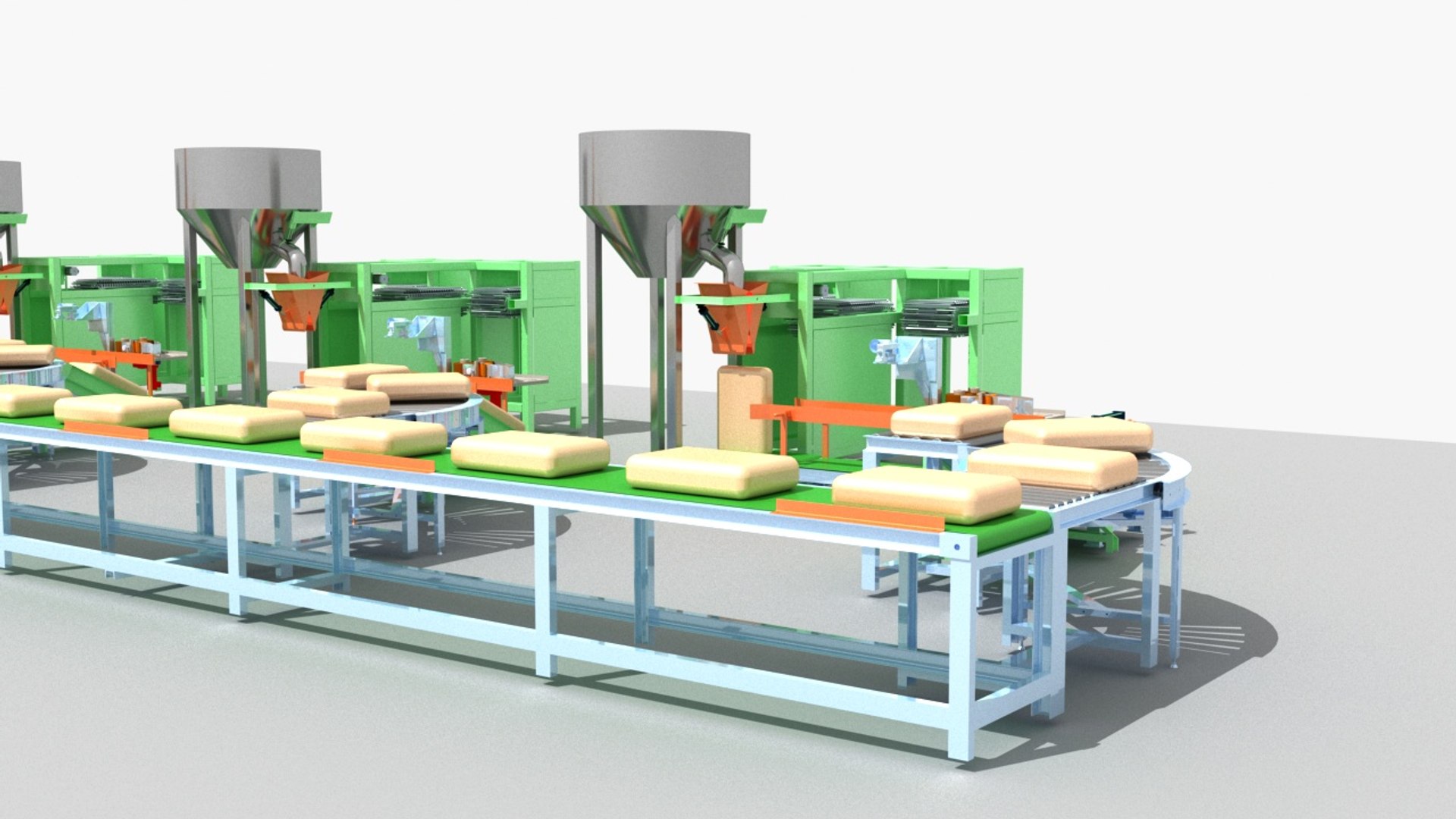 3D Industrial Equipment 34 - Filling And Palletizing Production Line ...
