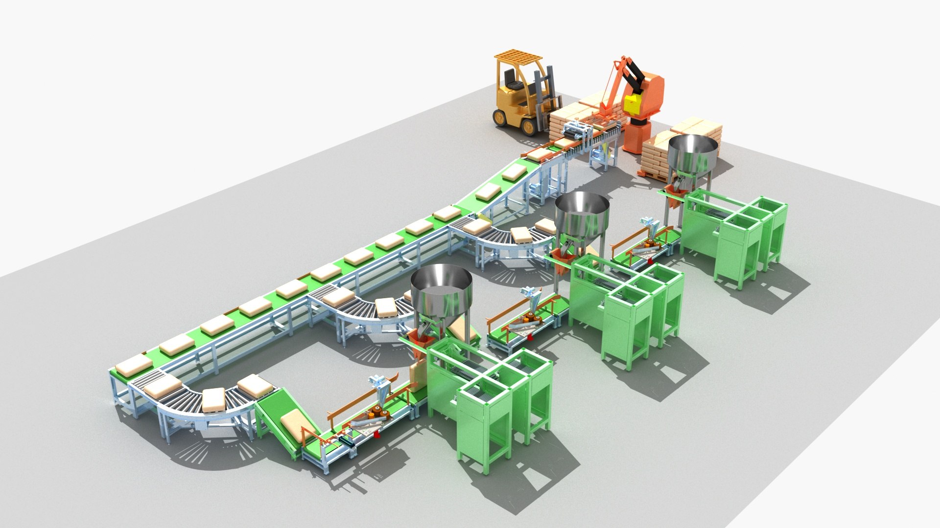 3D Industrial Equipment 34 - Filling And Palletizing Production Line - TurboSquid 2163332