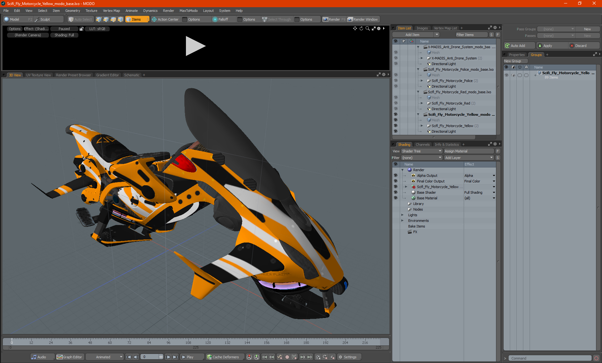 Scifi Fly Motorcycle Yellow 3D model - TurboSquid 1892982