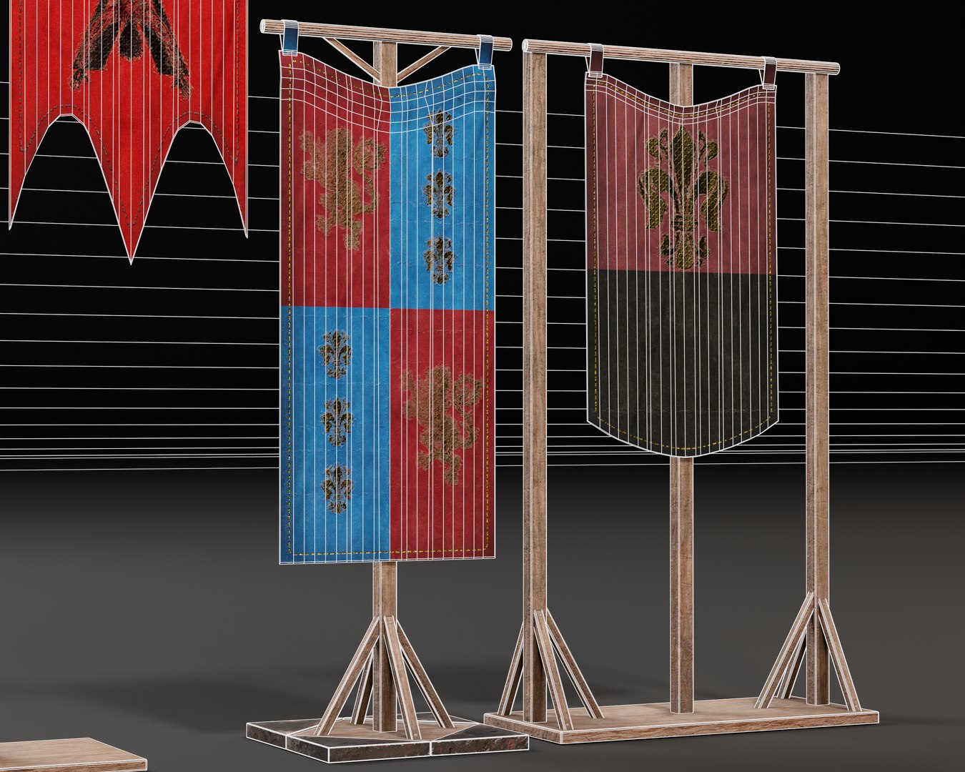 3D Medieval Wooden Banners Model - TurboSquid 2355705