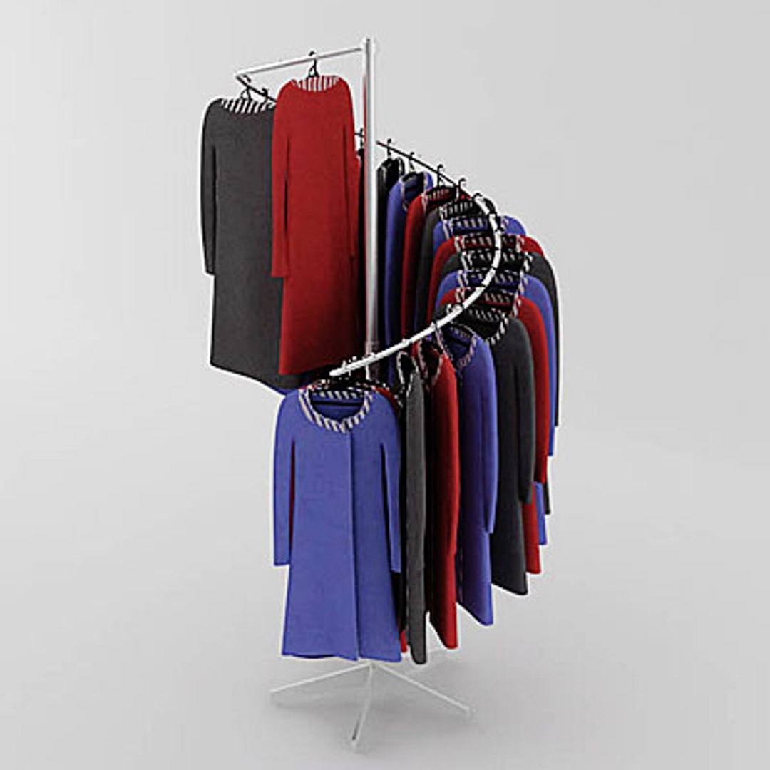 3d model retail clothing rack dresses
