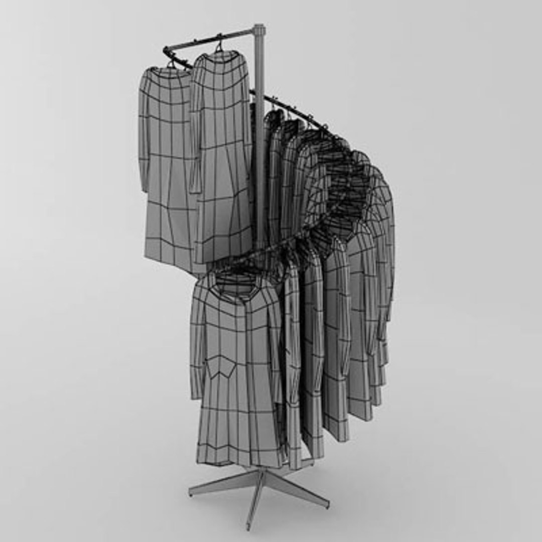 3d model retail clothing rack dresses