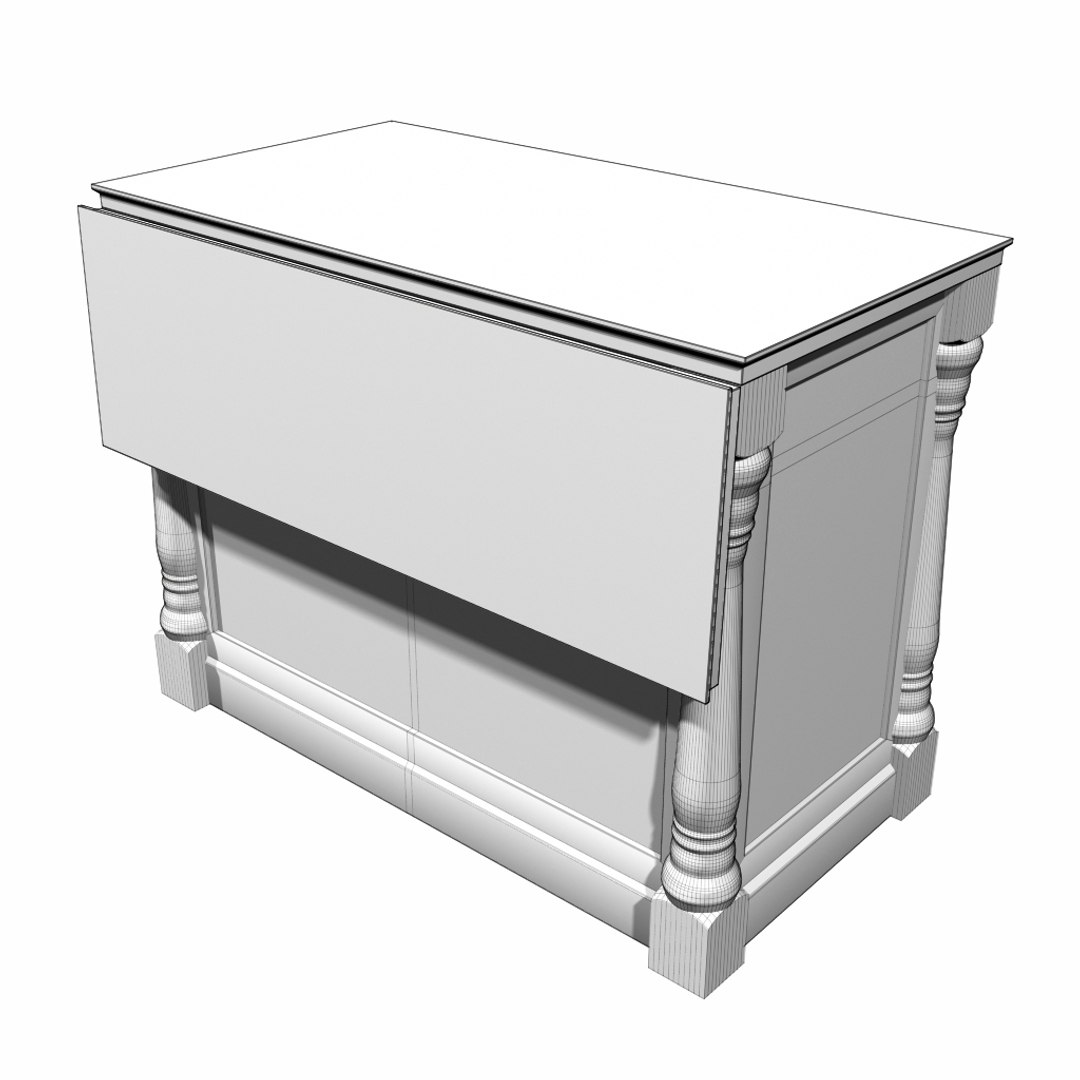 Colonial Kitchen Island Table 3d Model