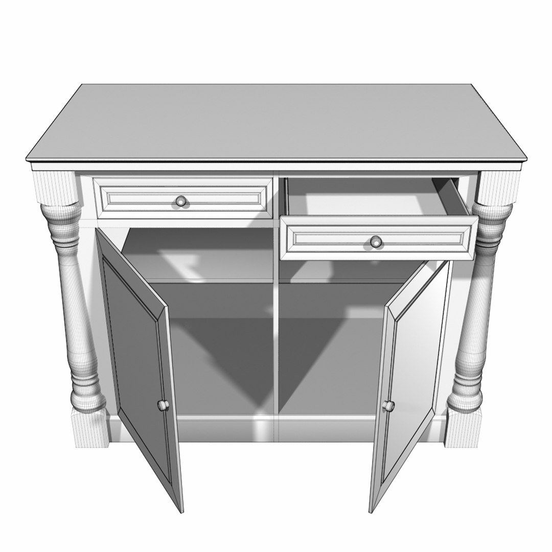 Colonial Kitchen Island Table 3d Model