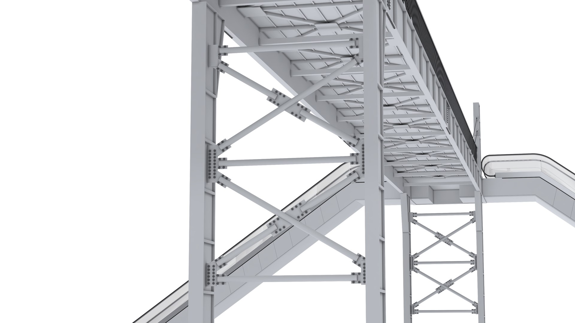 3D Steel Pedestrian Bridge And Escalator Model - TurboSquid 2356632