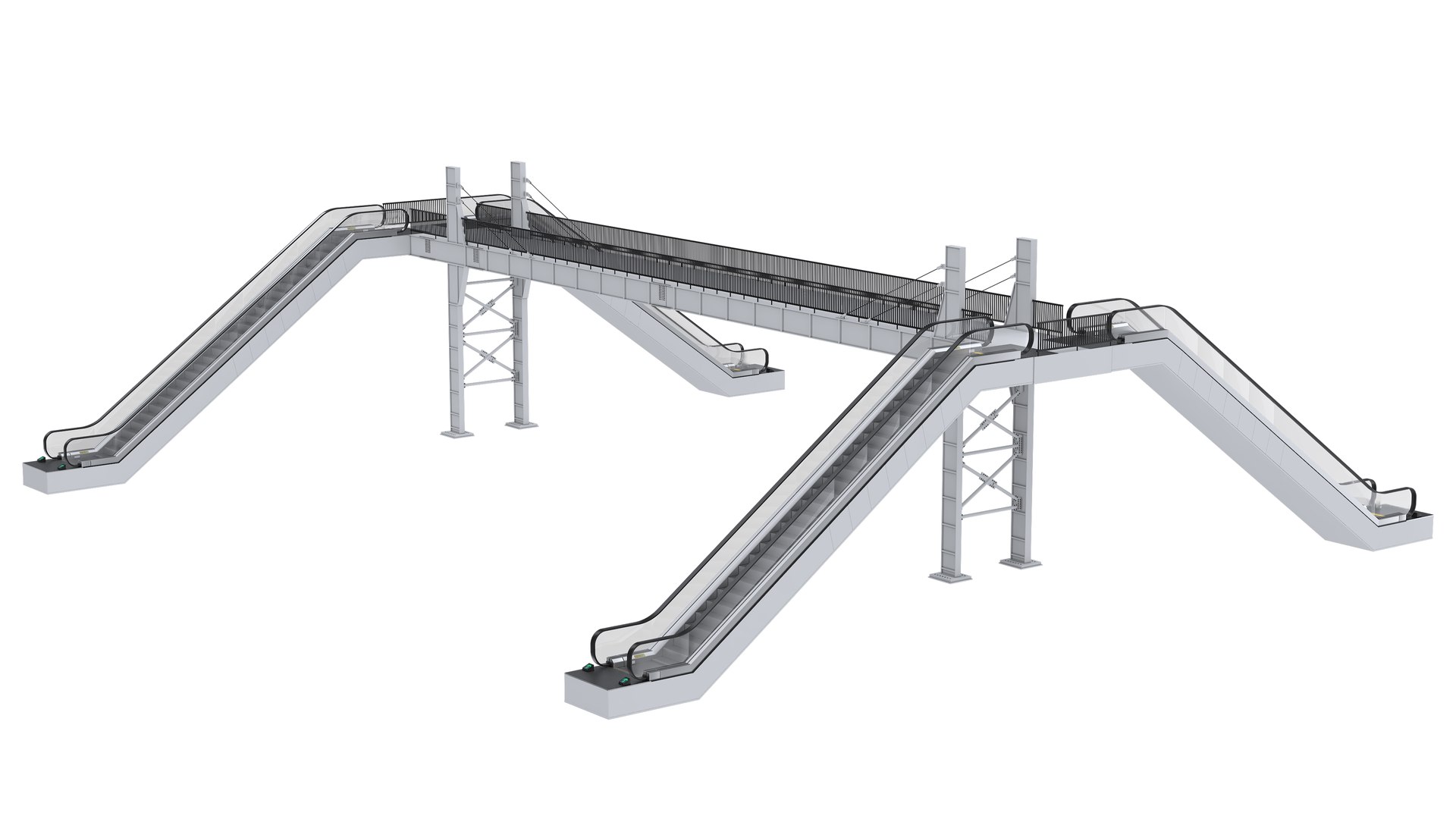 3D Steel Pedestrian Bridge And Escalator Model - TurboSquid 2356632