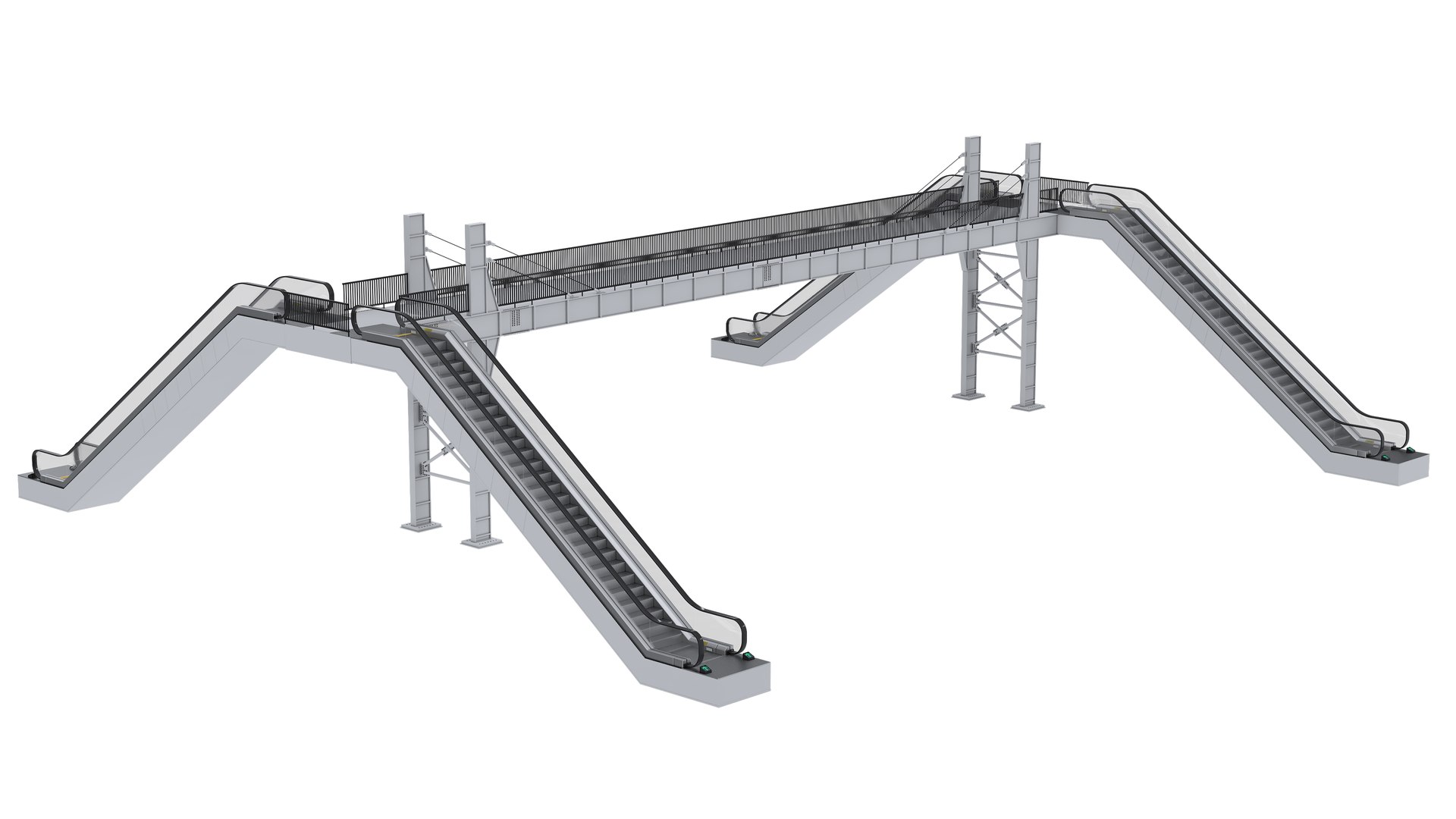 3D Steel Pedestrian Bridge And Escalator Model - TurboSquid 2356632