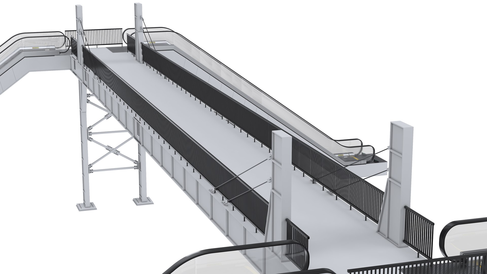 3D Steel Pedestrian Bridge And Escalator Model - TurboSquid 2356632