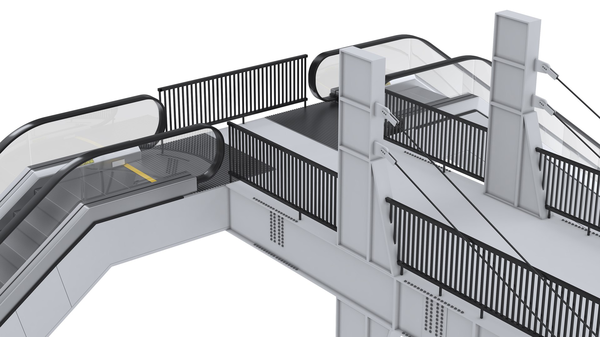 3D Steel Pedestrian Bridge And Escalator Model - TurboSquid 2356632