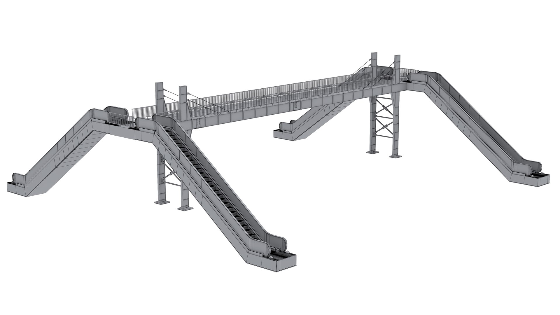 3D Steel Pedestrian Bridge And Escalator Model - TurboSquid 2356632