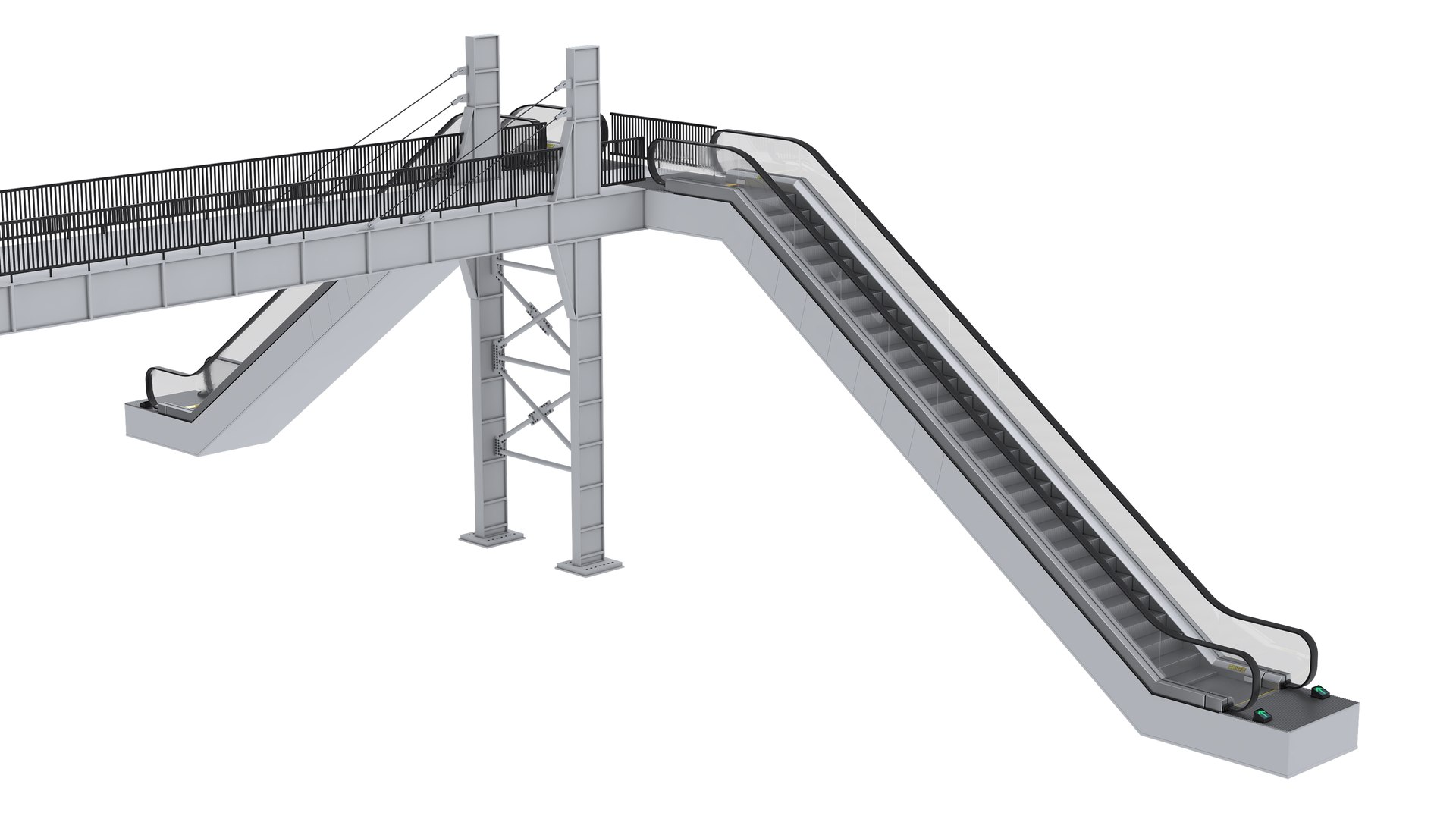 3D Steel Pedestrian Bridge And Escalator Model - TurboSquid 2356632
