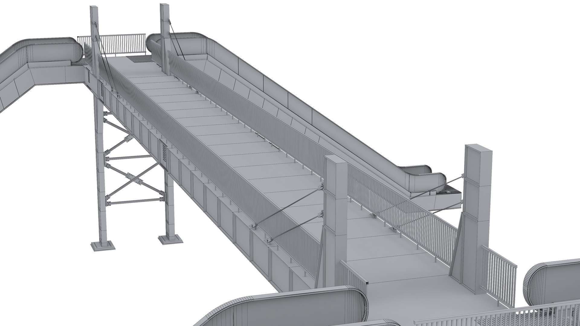 3D Steel Pedestrian Bridge And Escalator Model - TurboSquid 2356632