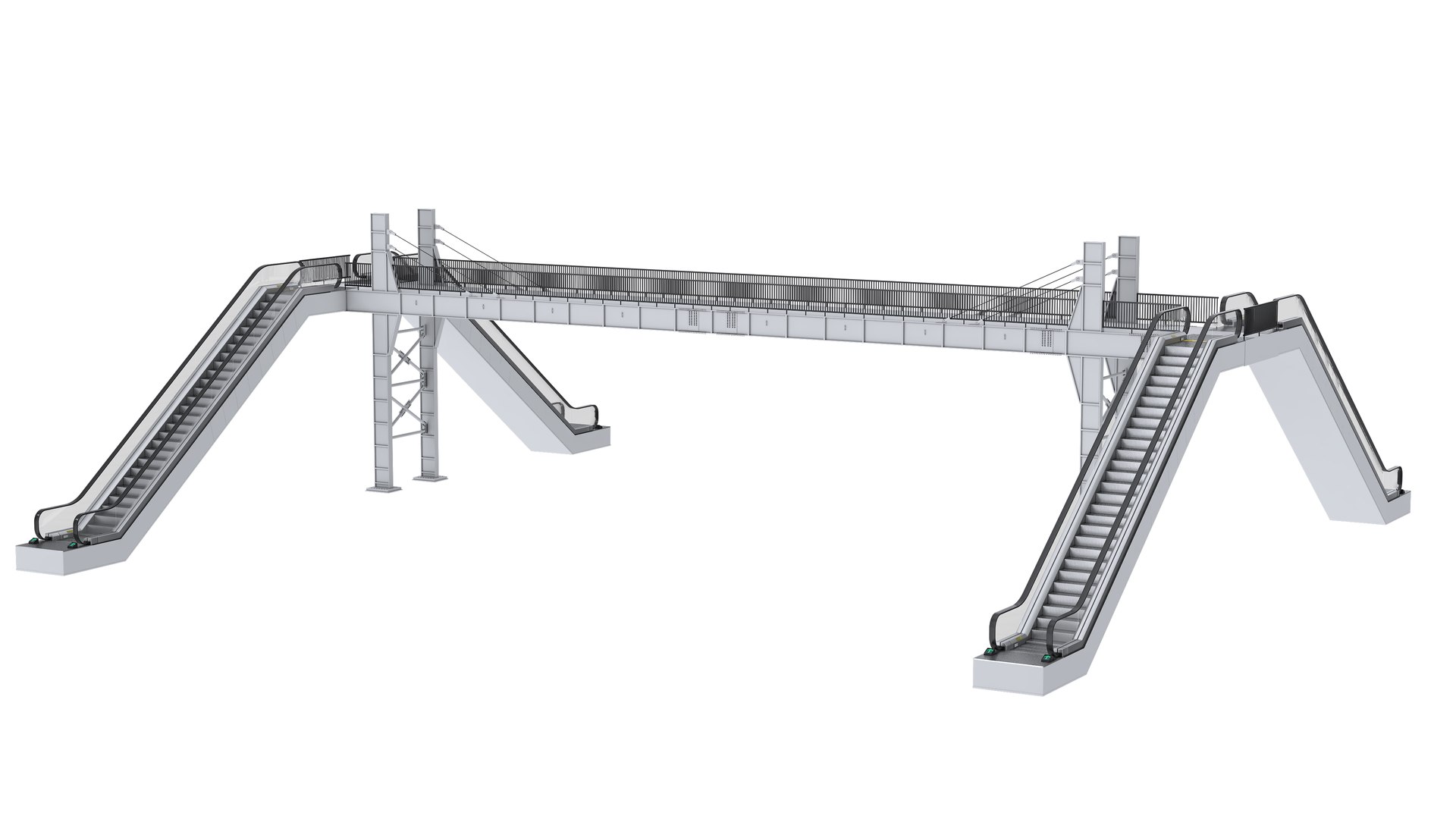 3D Steel Pedestrian Bridge And Escalator Model - TurboSquid 2356632