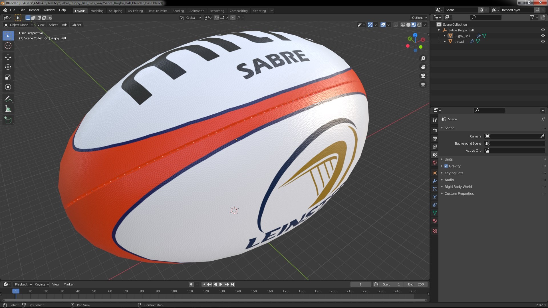 Sabre Rugby Ball 3D - TurboSquid 2160958
