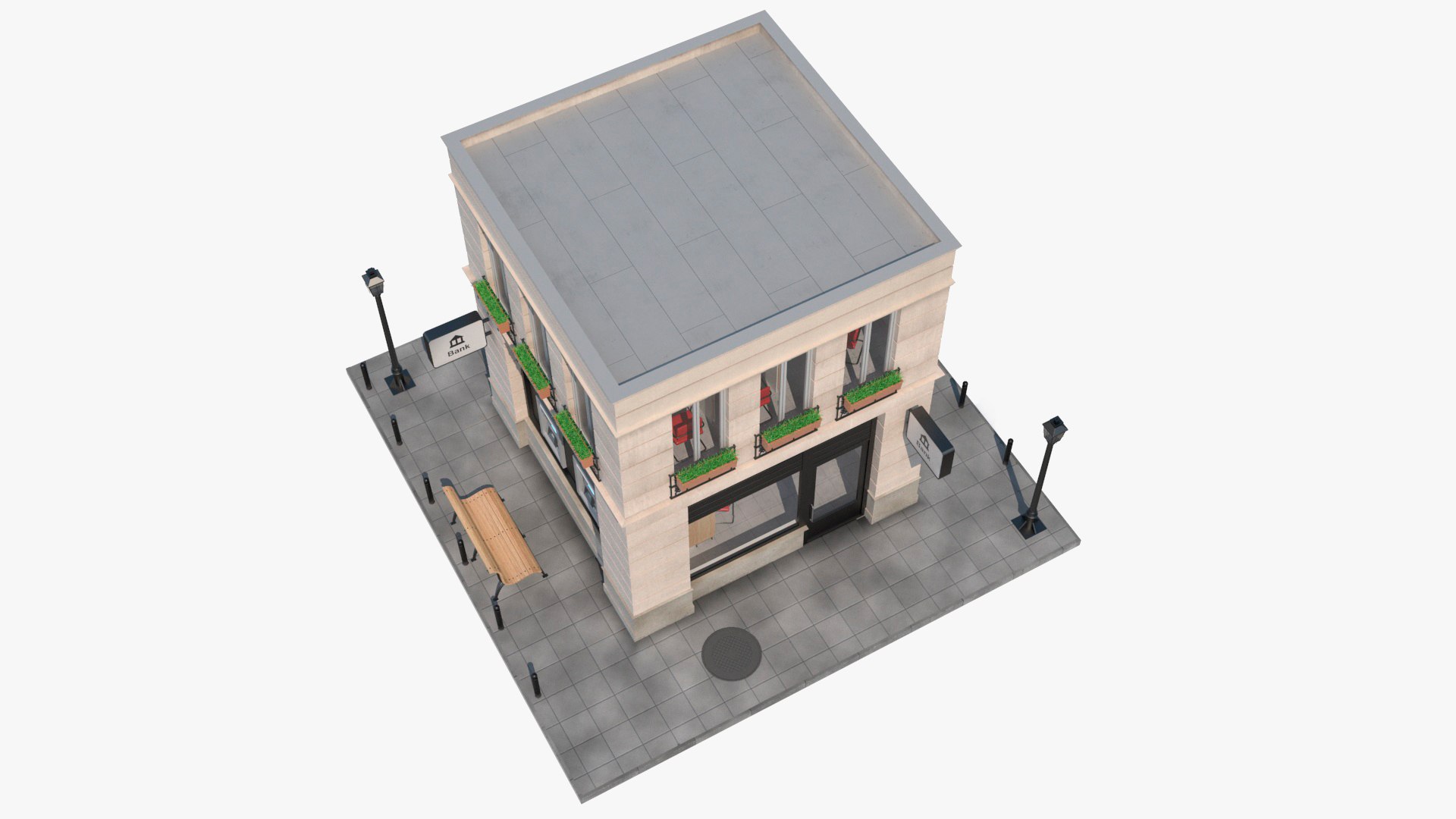 3D Bank Branch Office Building Fur - TurboSquid 2151831