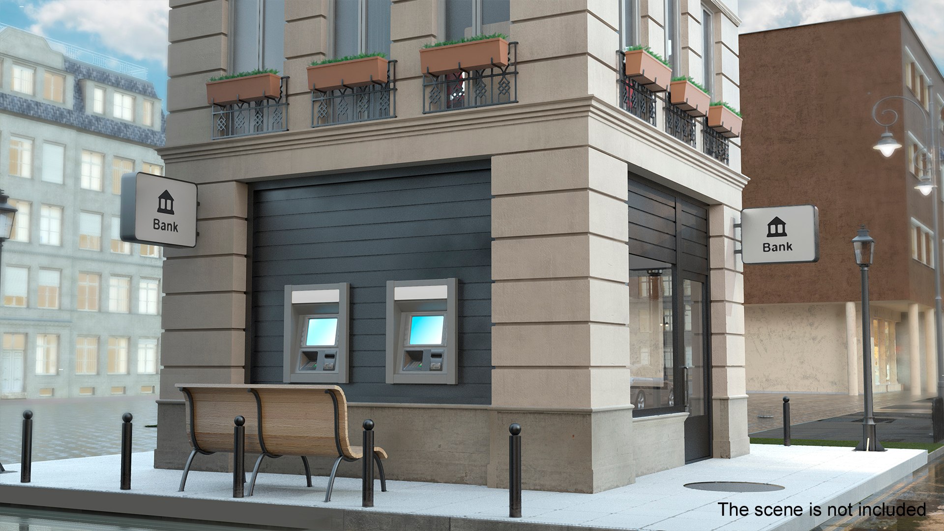 3D Bank Branch Office Building Fur - TurboSquid 2151831