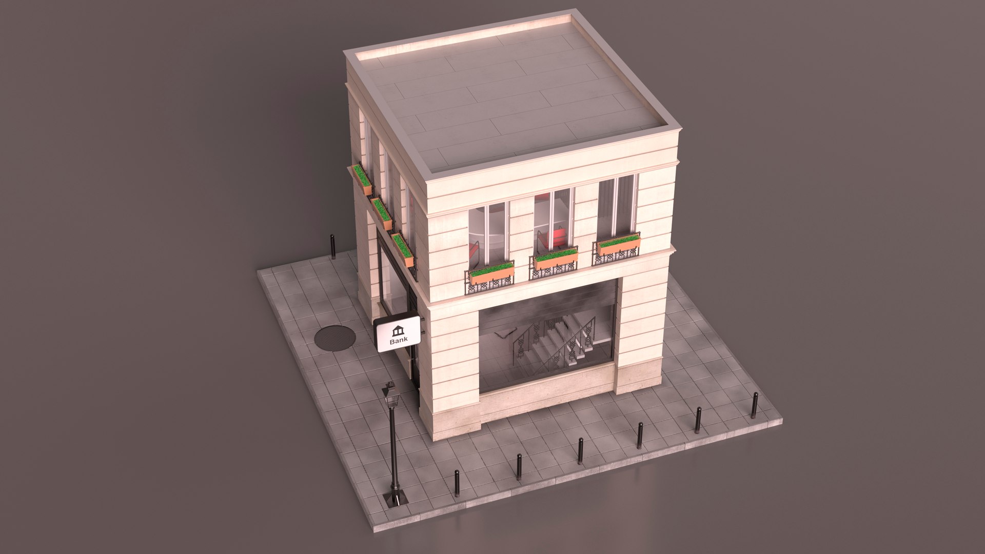 3D Bank Branch Office Building Fur - TurboSquid 2151831