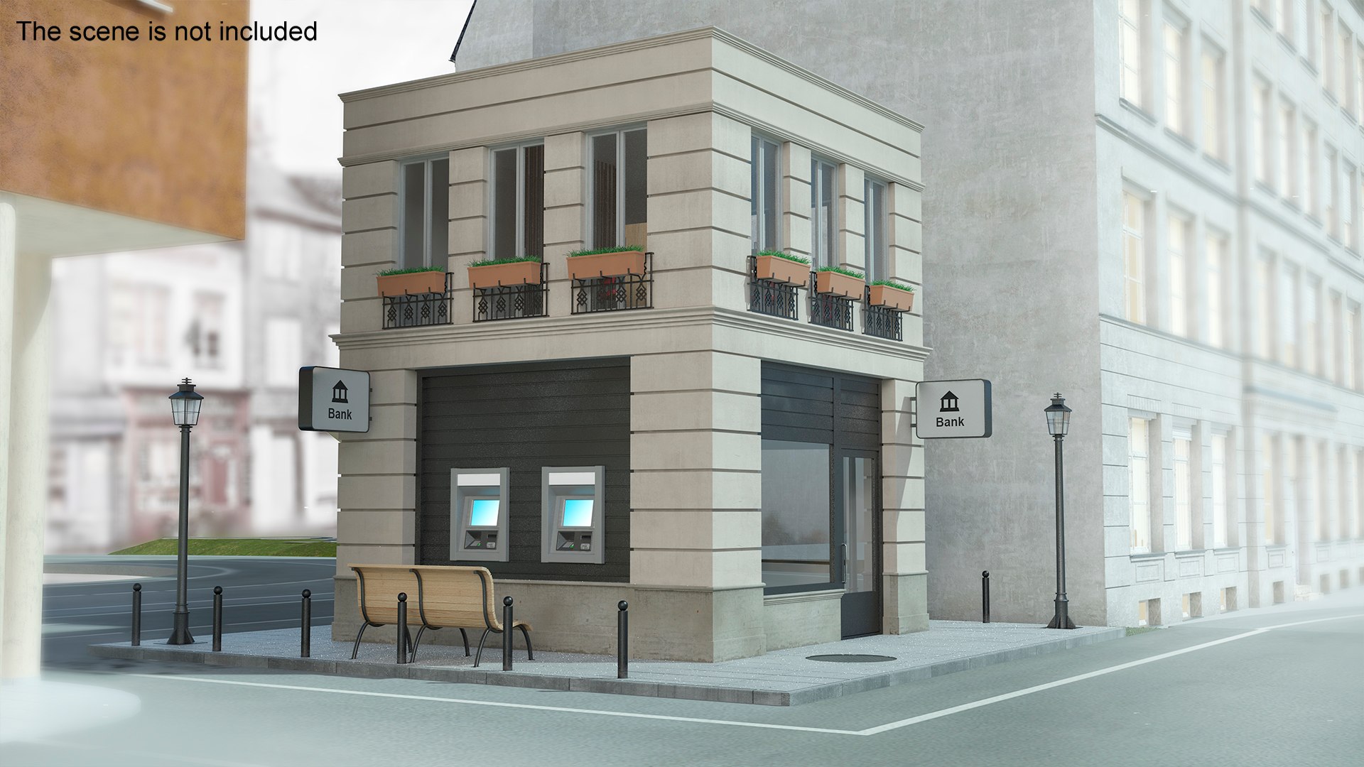 3D Bank Branch Office Building Fur - TurboSquid 2151831