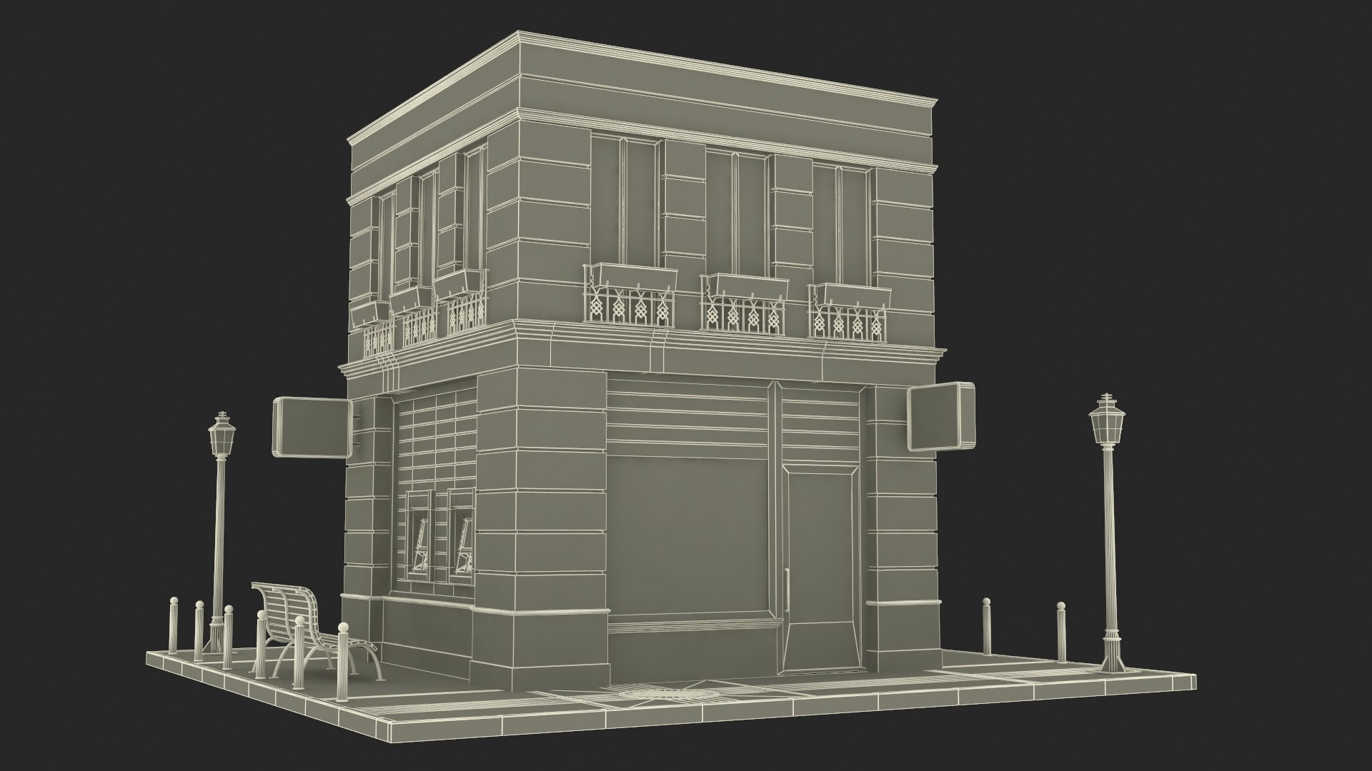 3D Bank Branch Office Building Fur - TurboSquid 2151831
