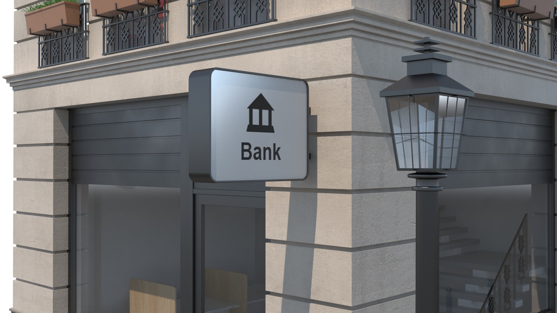 3D Bank Branch Office Building Fur - TurboSquid 2151831