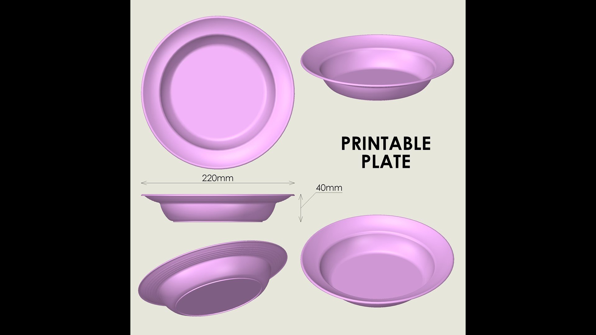 Printable Food Plate 3D Model - TurboSquid 2290208