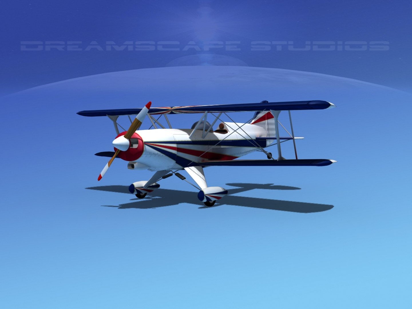 Propeller Acro Sport Biplane 3d Obj