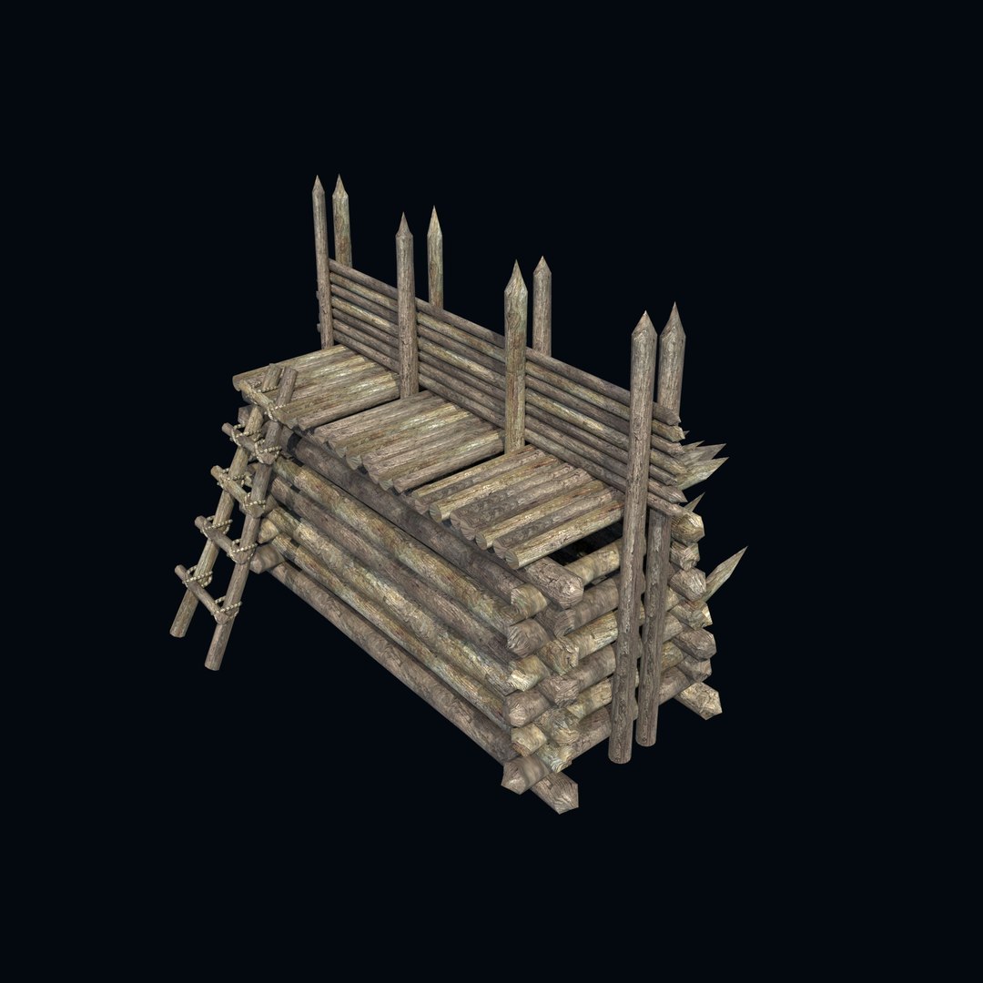 3D Model FORT PALISADE BARRIER BARRICADE FENCE WALL VILLAGE COLLECTION ...