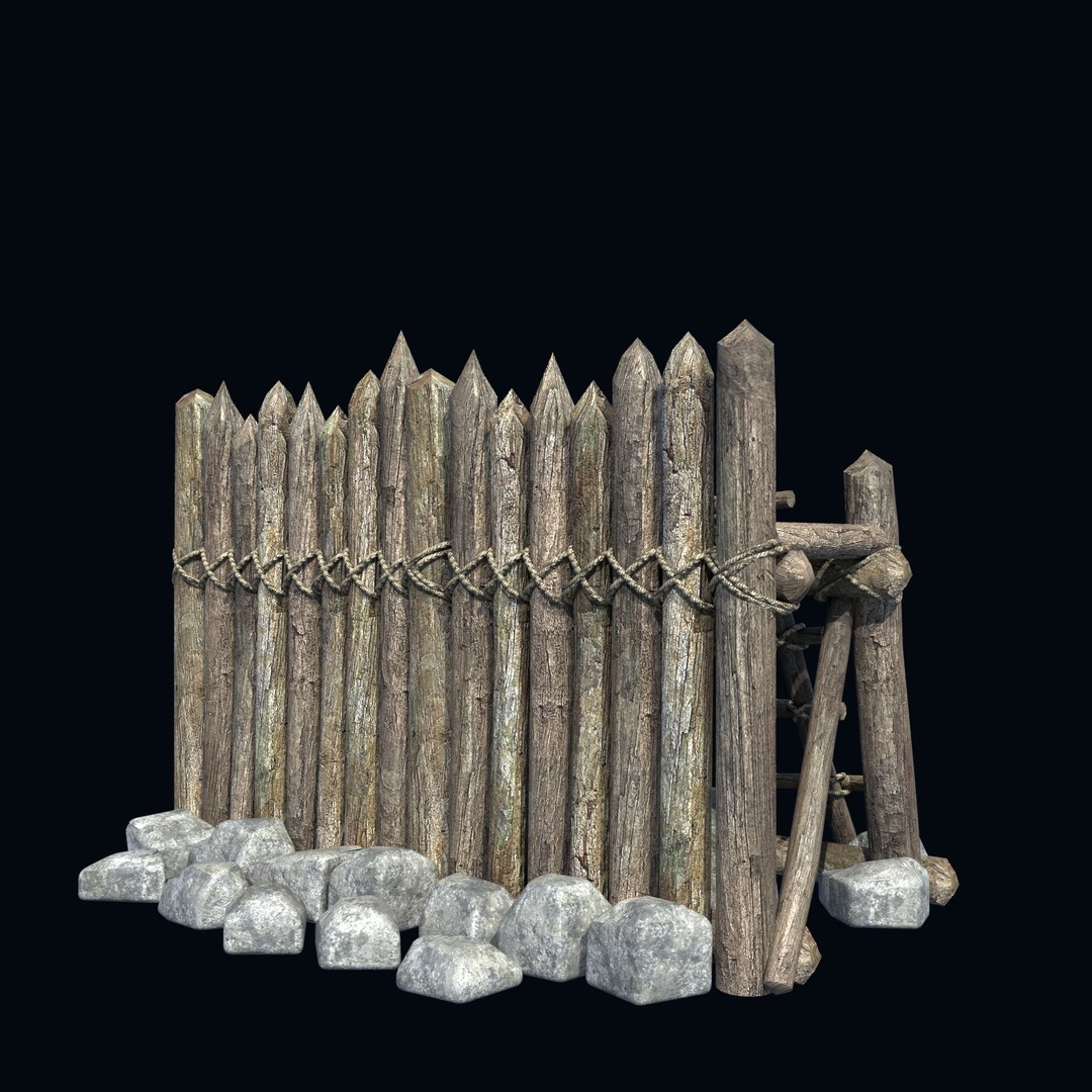 3D model FORT PALISADE BARRIER BARRICADE FENCE WALL VILLAGE COLLECTION ...
