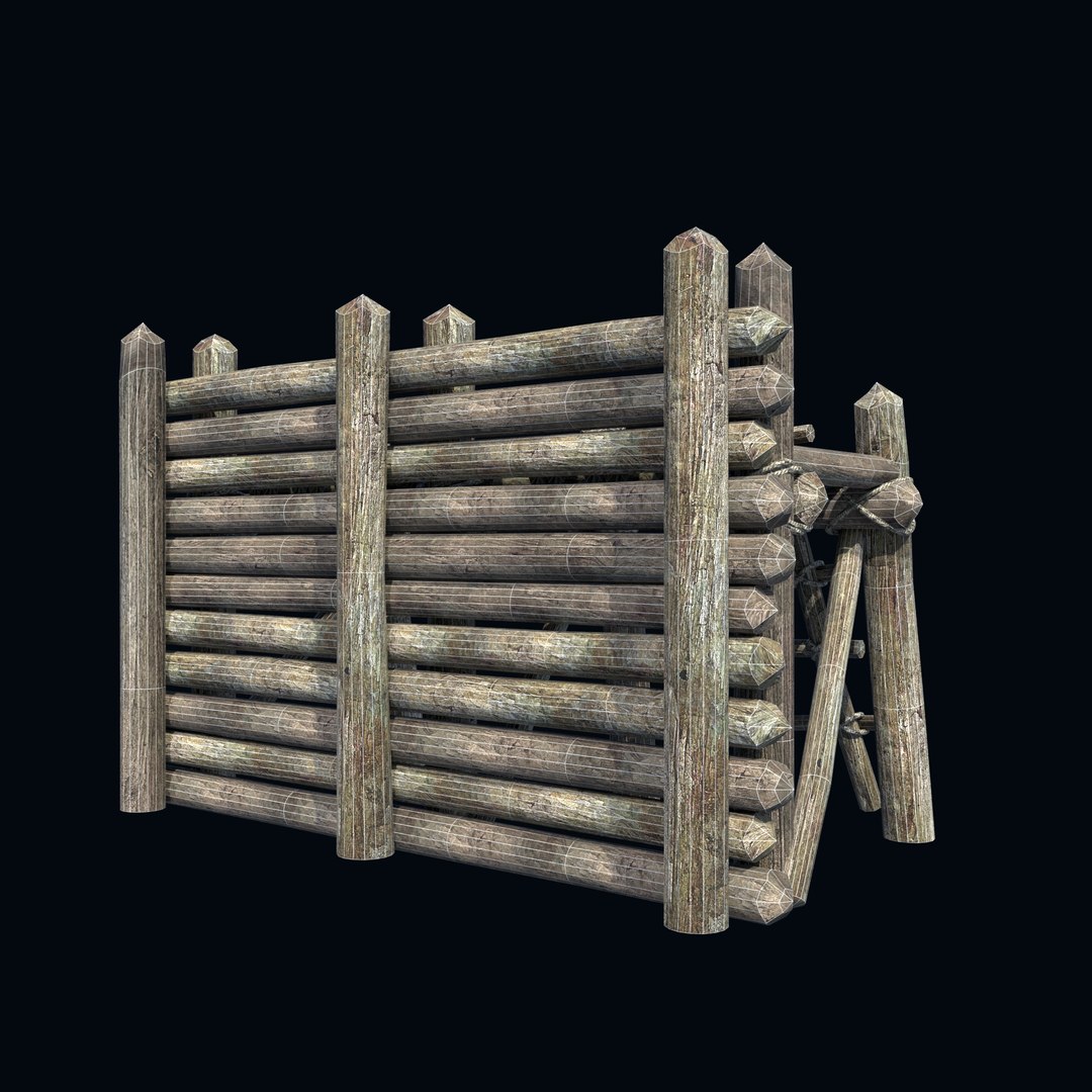 3D model FORT PALISADE BARRIER BARRICADE FENCE WALL VILLAGE COLLECTION ...