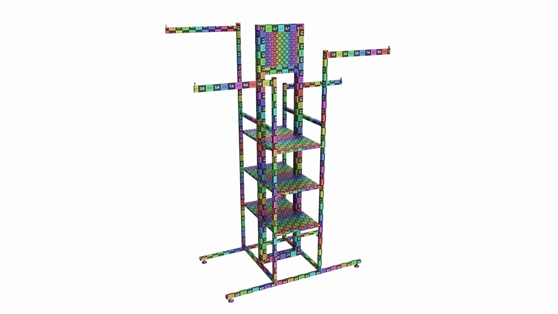 3D Store Square Tube Clothing Rack 4-way Model - TurboSquid 2188088