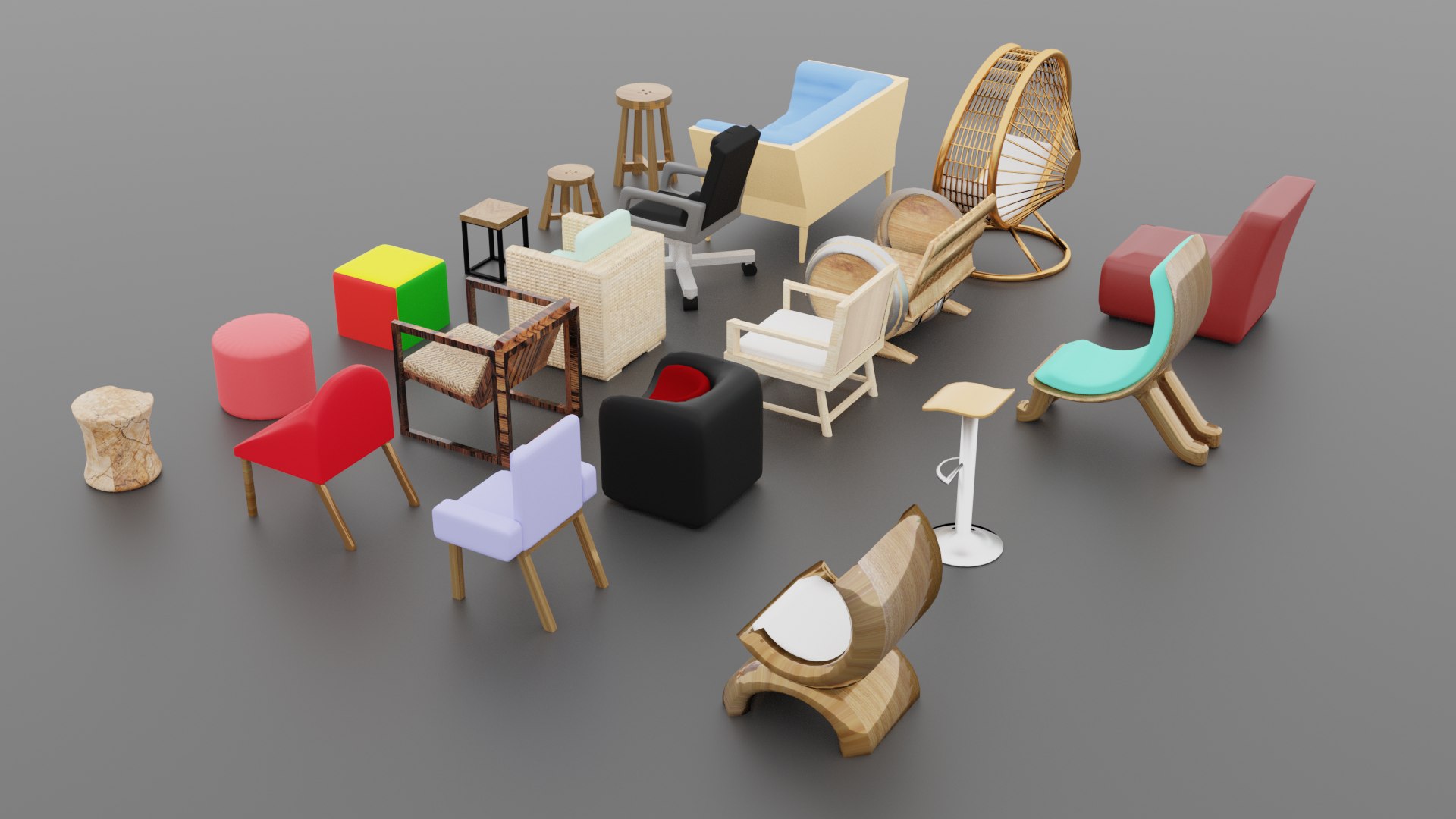 3D LOW POLY Chair Pack Model - TurboSquid 1820753