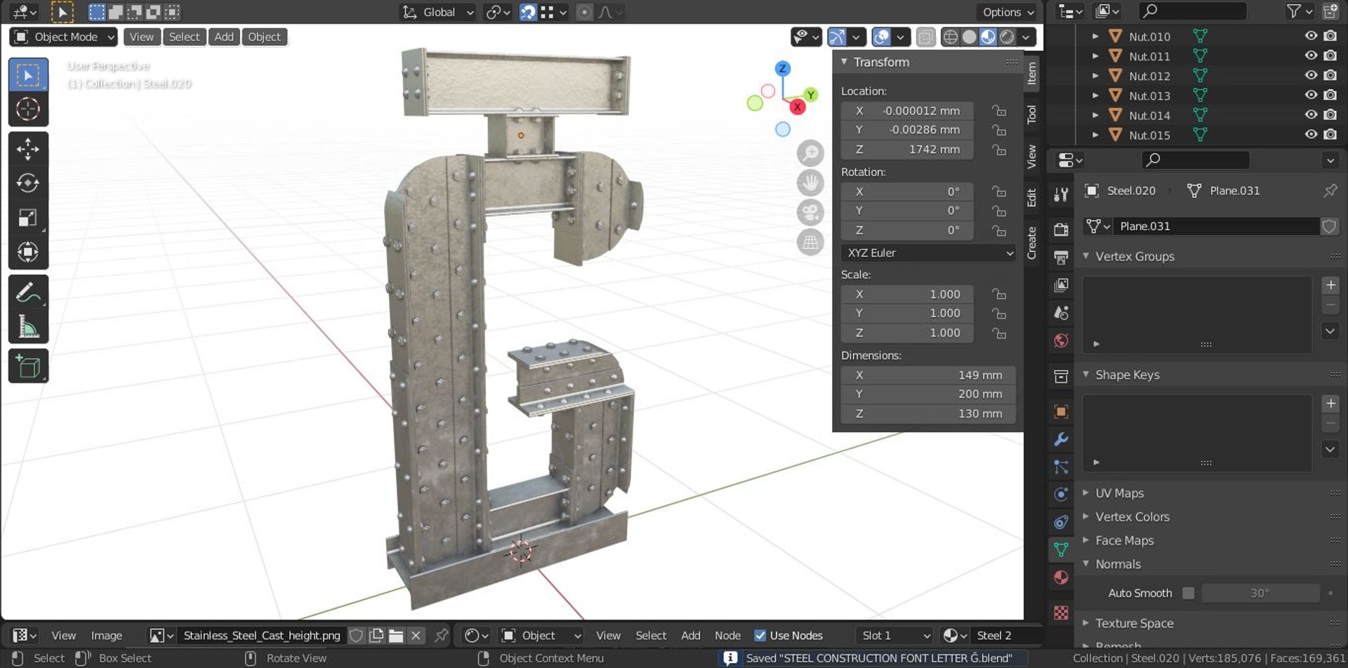 3D Model Steel Construction Font - Turkish Letter G - TurboSquid 1894772