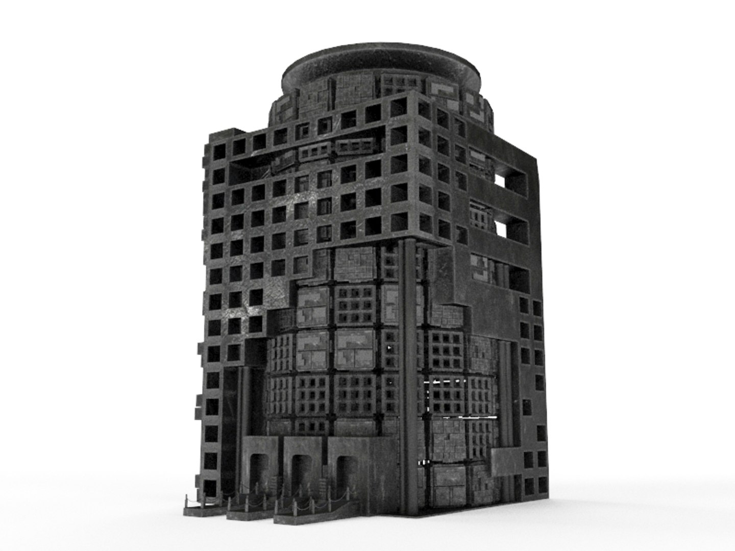 3d sci fi box building model