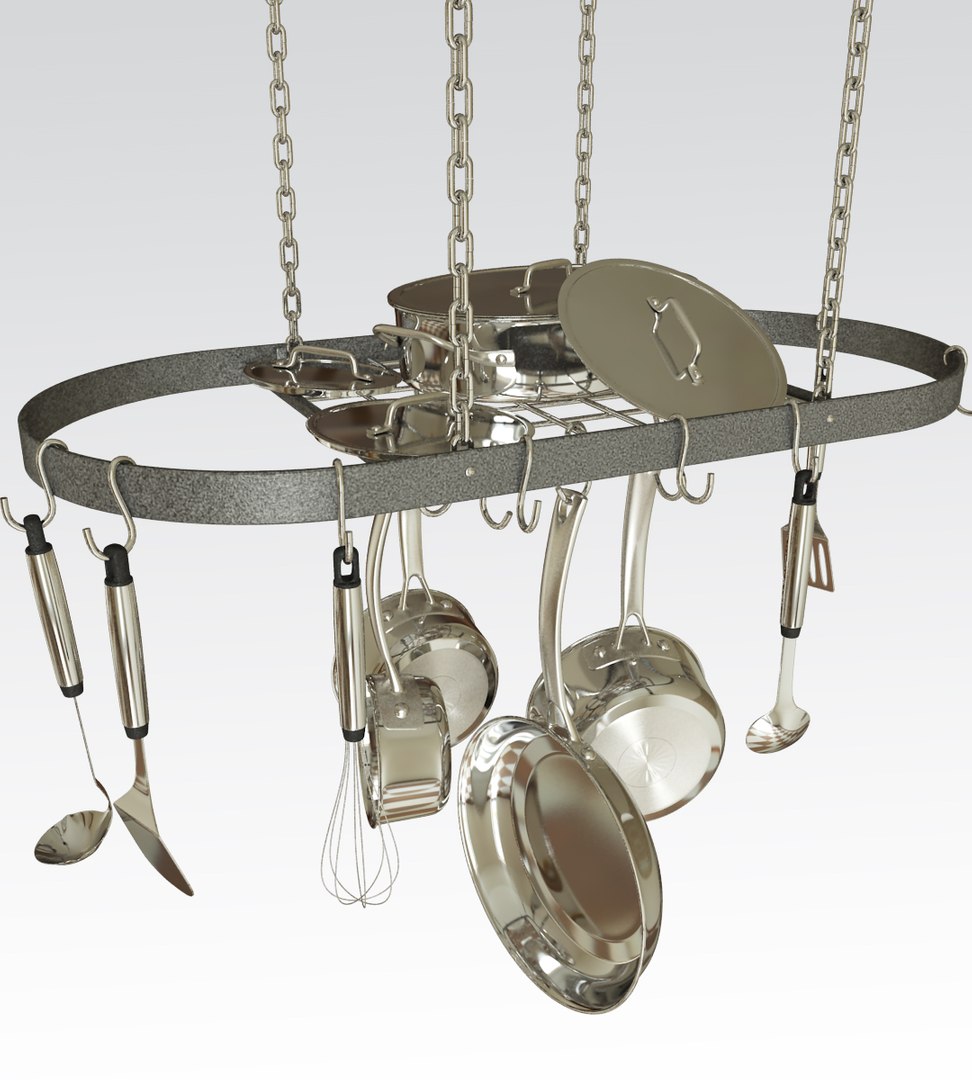 3d Model Hanging Pans Saucepan