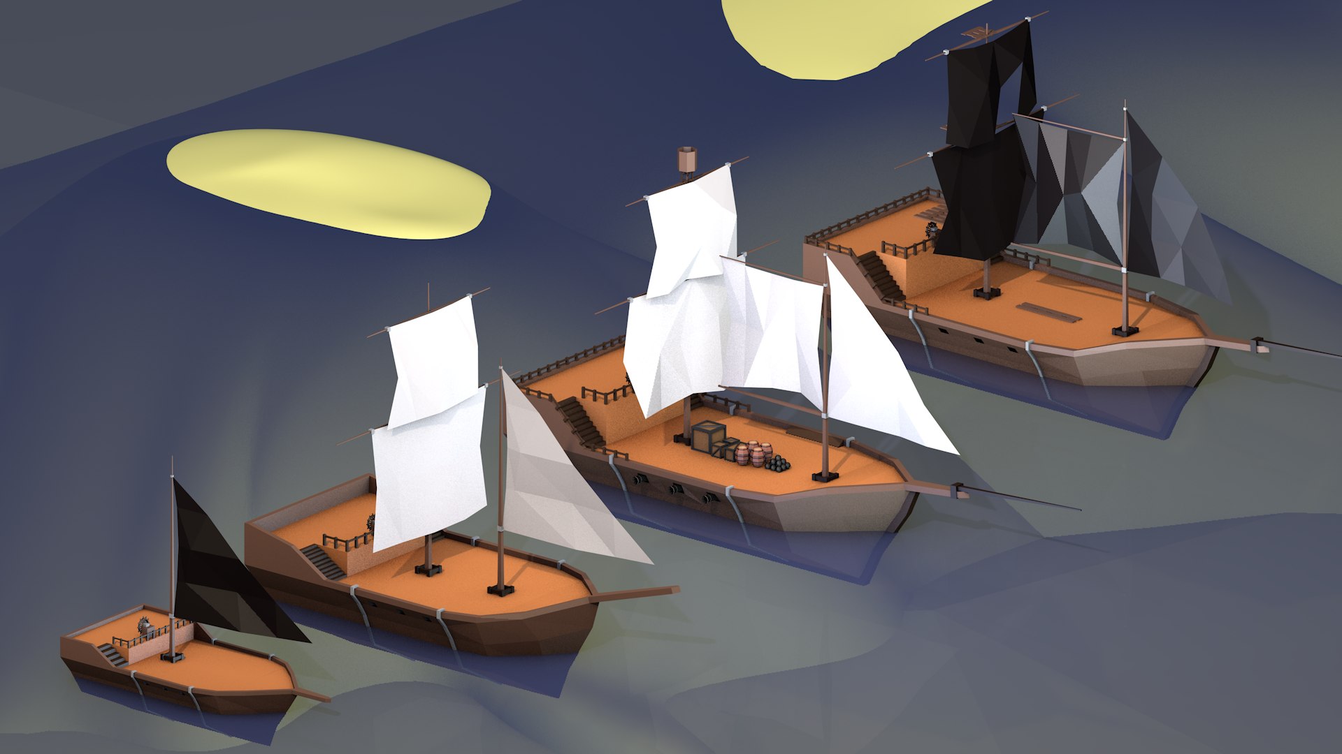 3D Low-poly Pirate Ships - TurboSquid 1185601