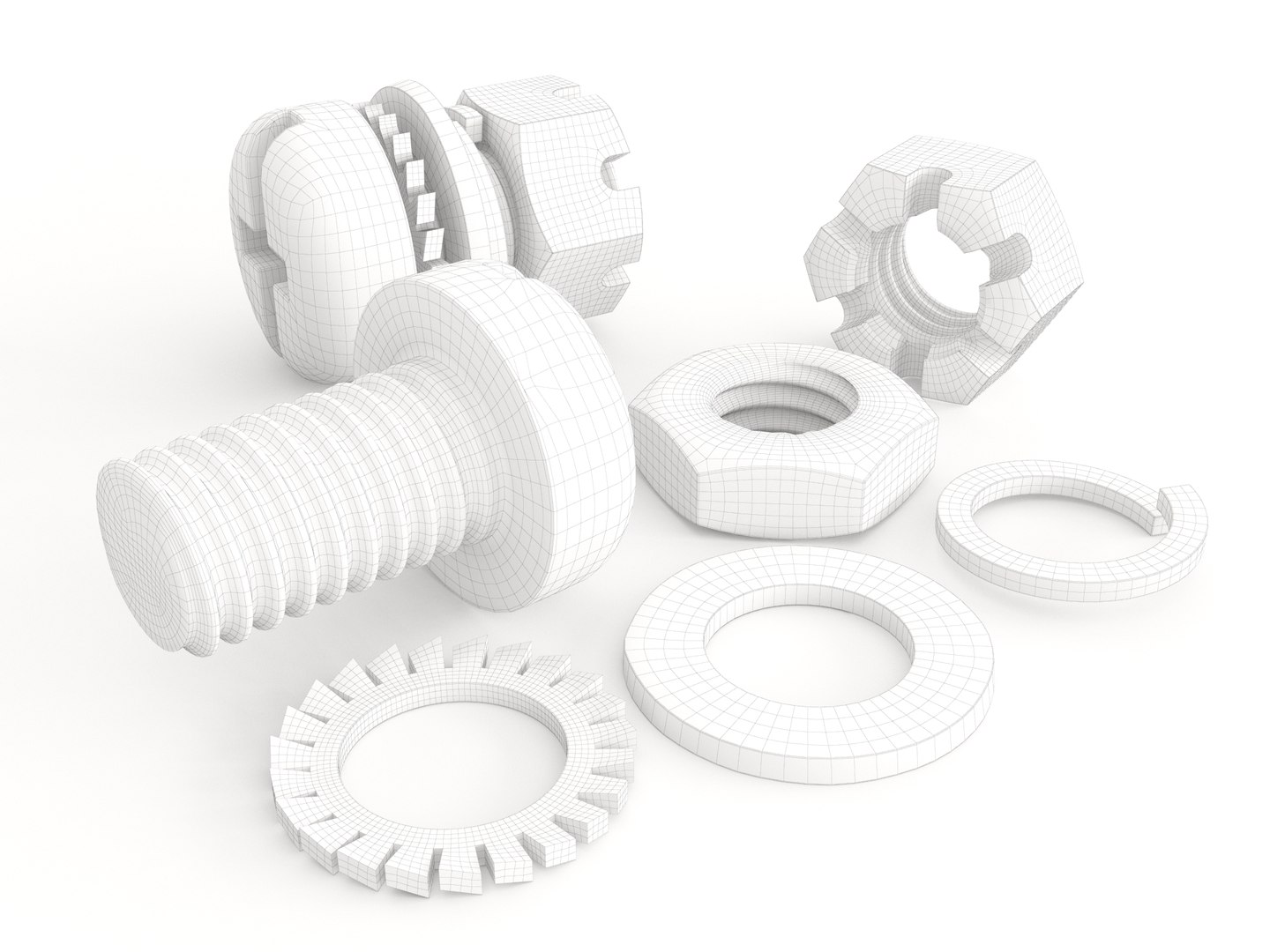 Screw With Nut 07 Model - TurboSquid 1859022