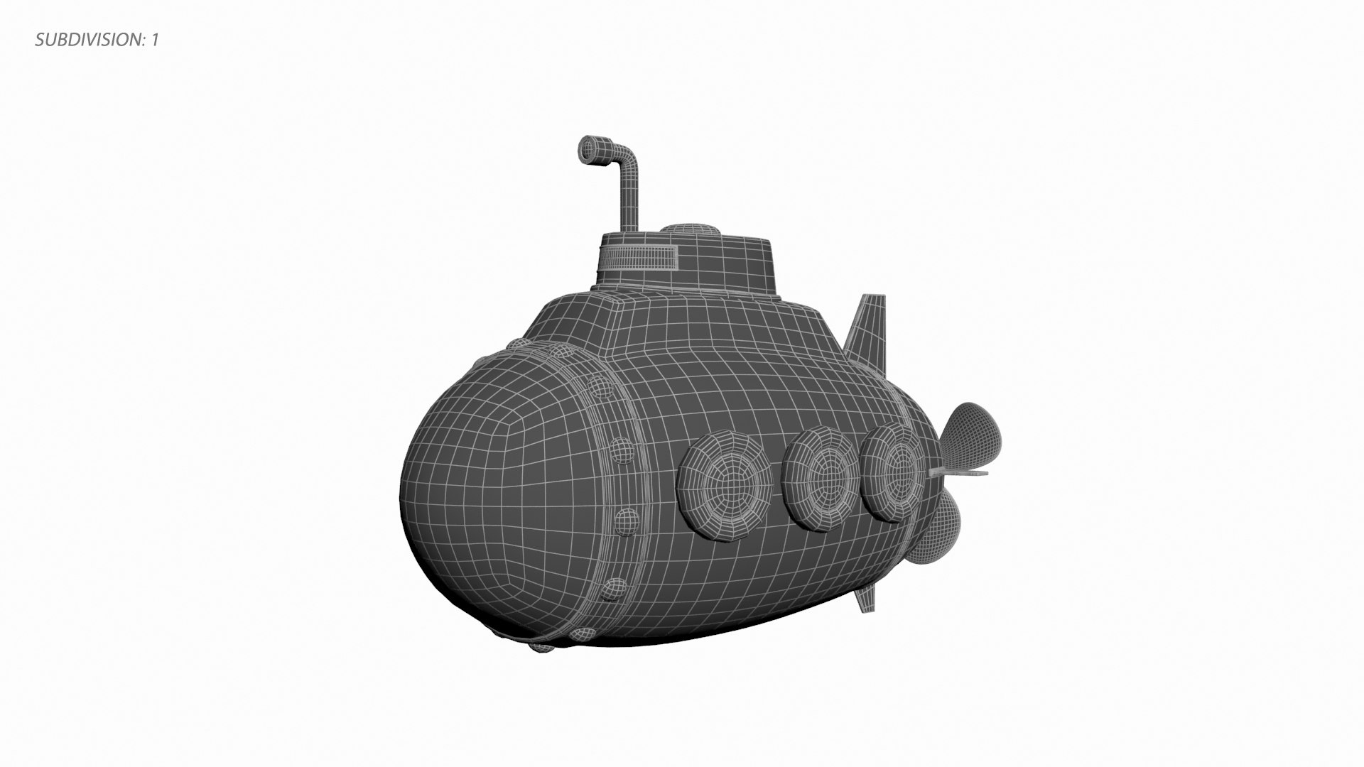 Cartoon Submarine 3D - TurboSquid 1990062