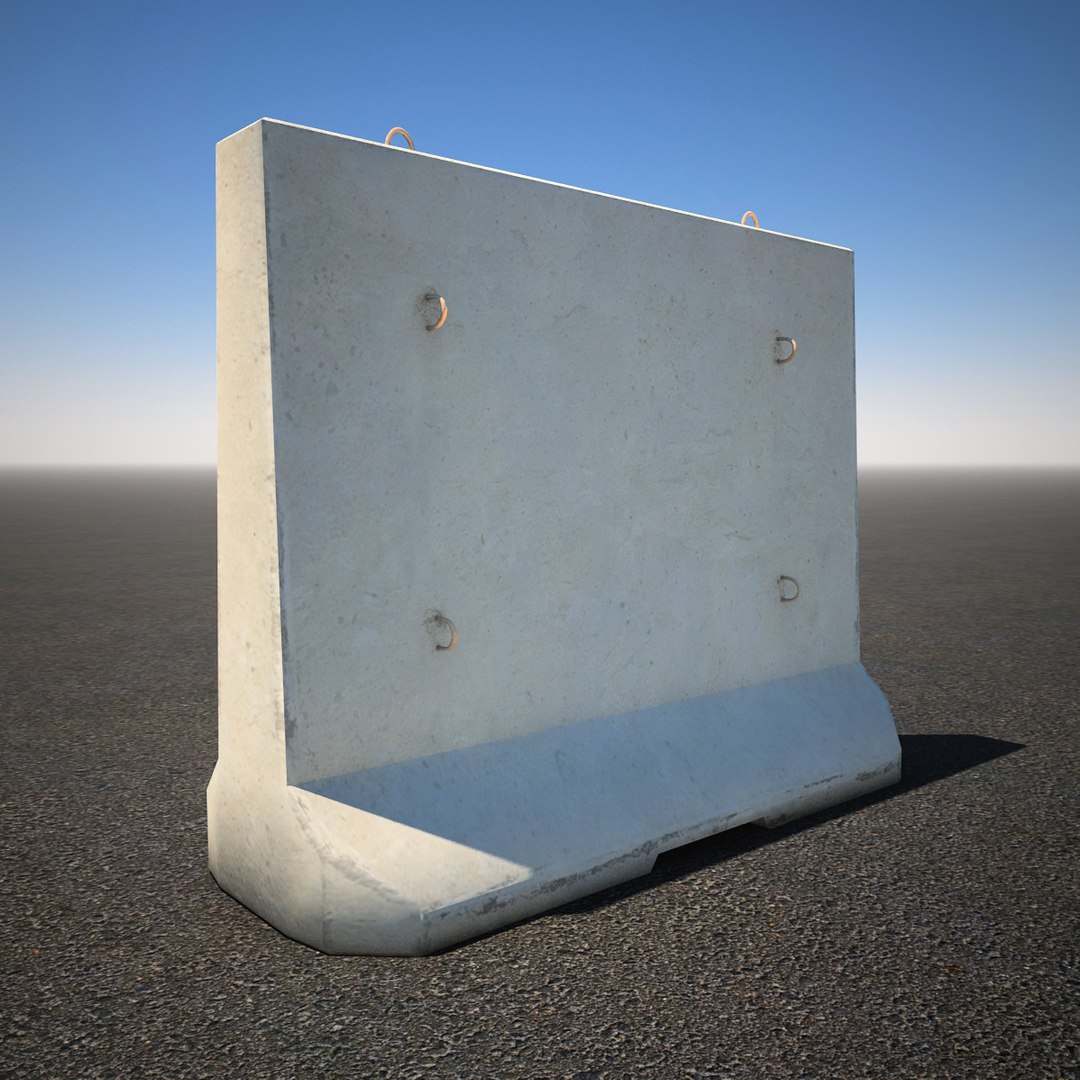 Tall Concrete Barrier 3d Model