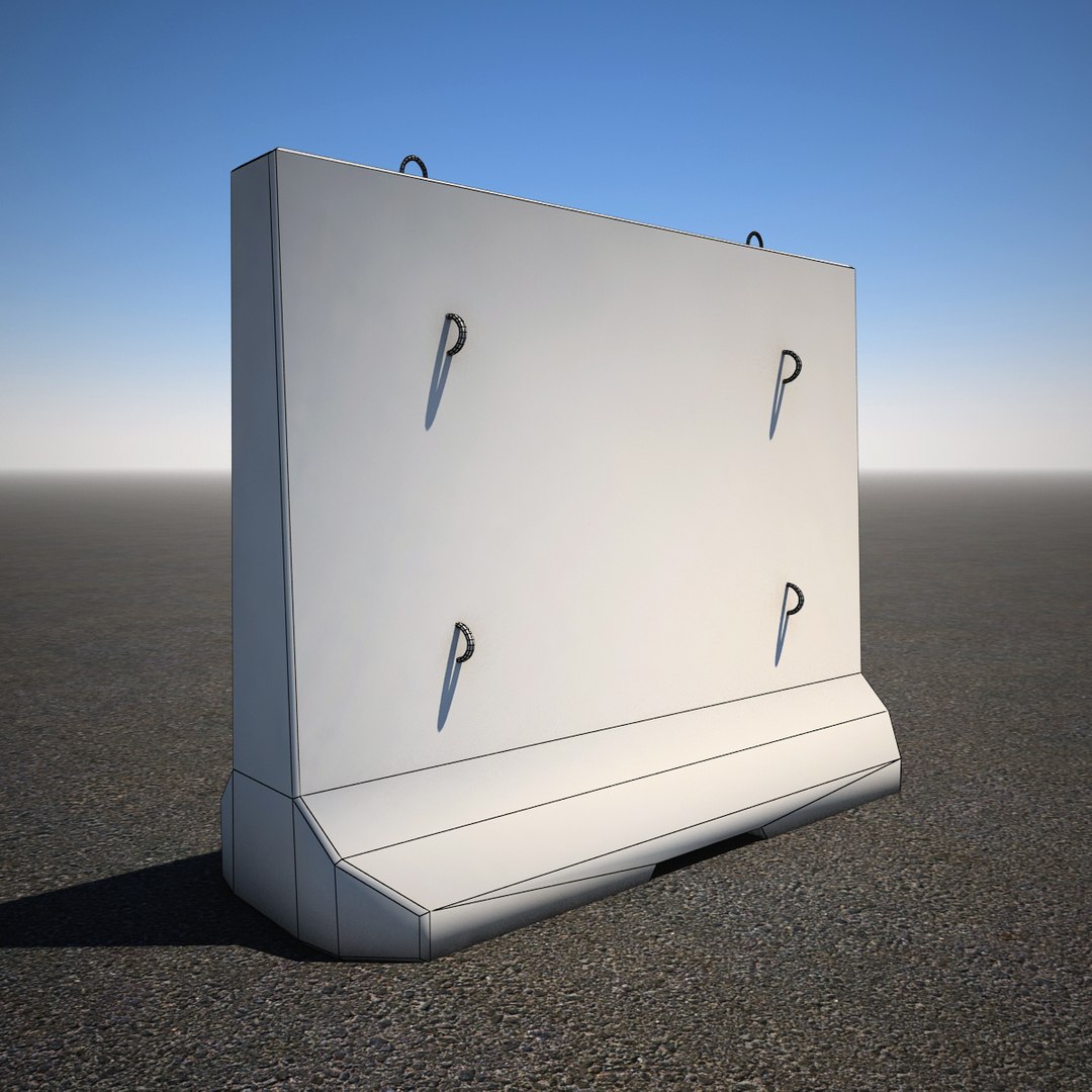 Tall Concrete Barrier 3d Model