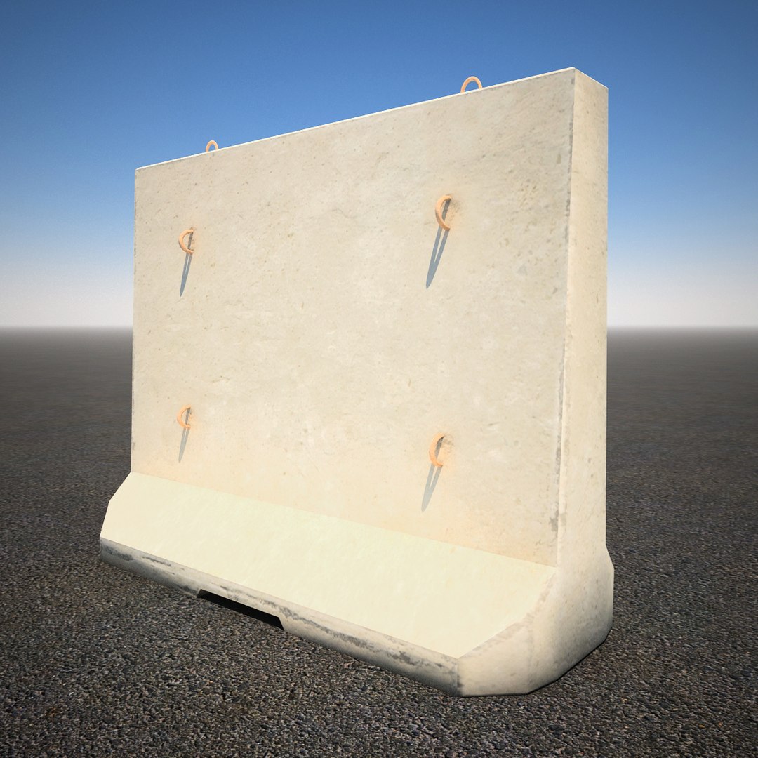 Tall Concrete Barrier 3d Model