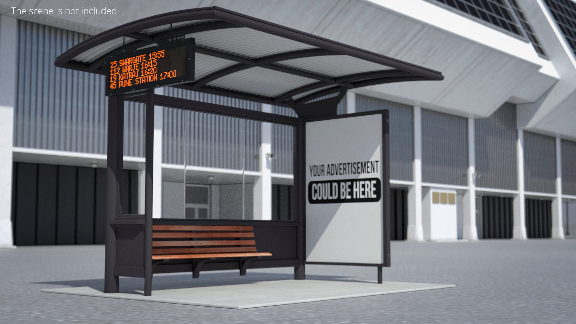 Smart Bus Stop Shelter With LED Arrival Board 3D Model - TurboSquid 2505188