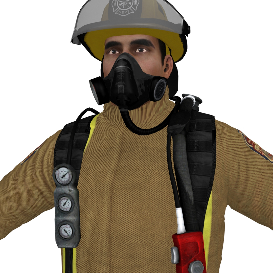 rigged fireman 2 3d model