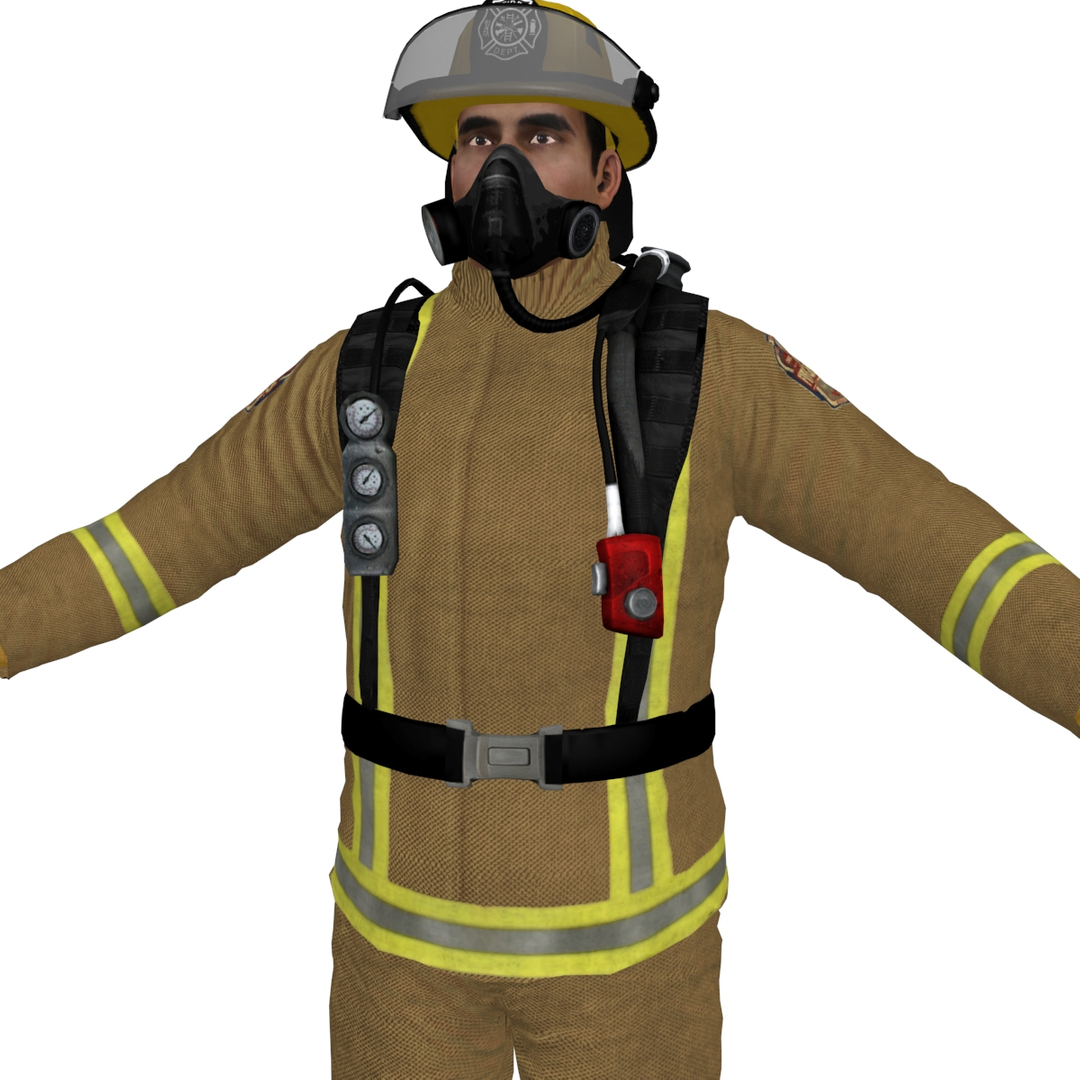 rigged fireman 2 3d model