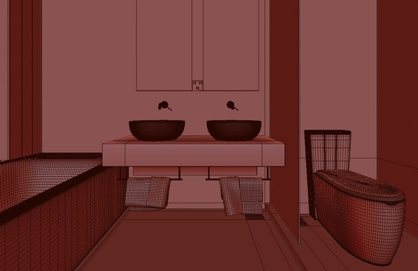 3d contemporary bathroom scene model