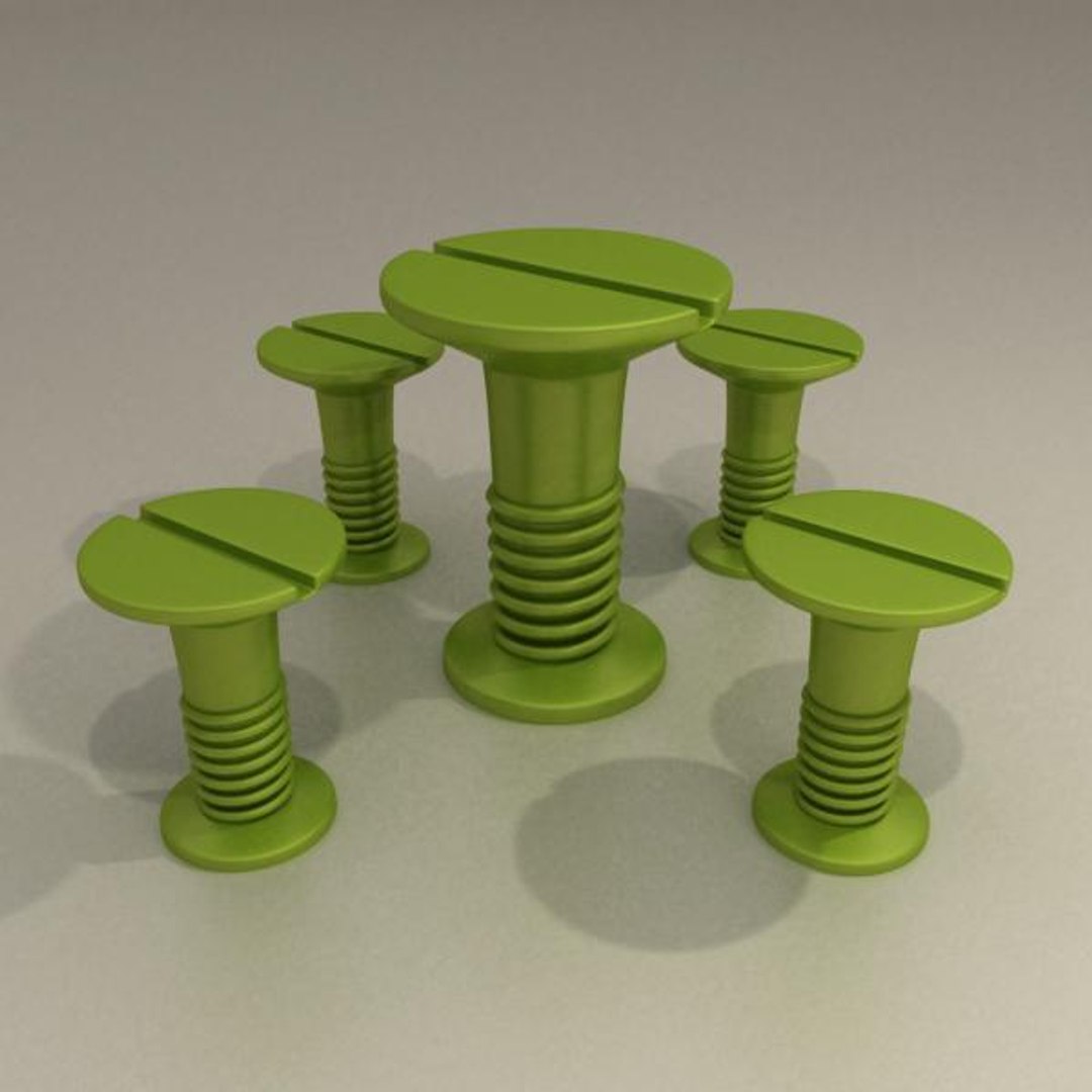 screw table chairs 3d model