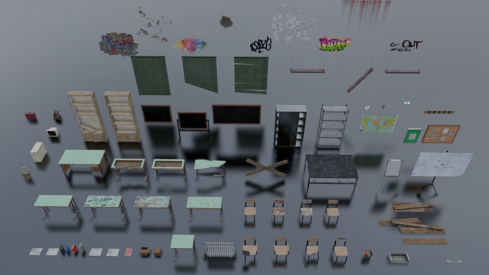 3D Abandoned High School - Unreal Engine UE4 model - TurboSquid 1902590